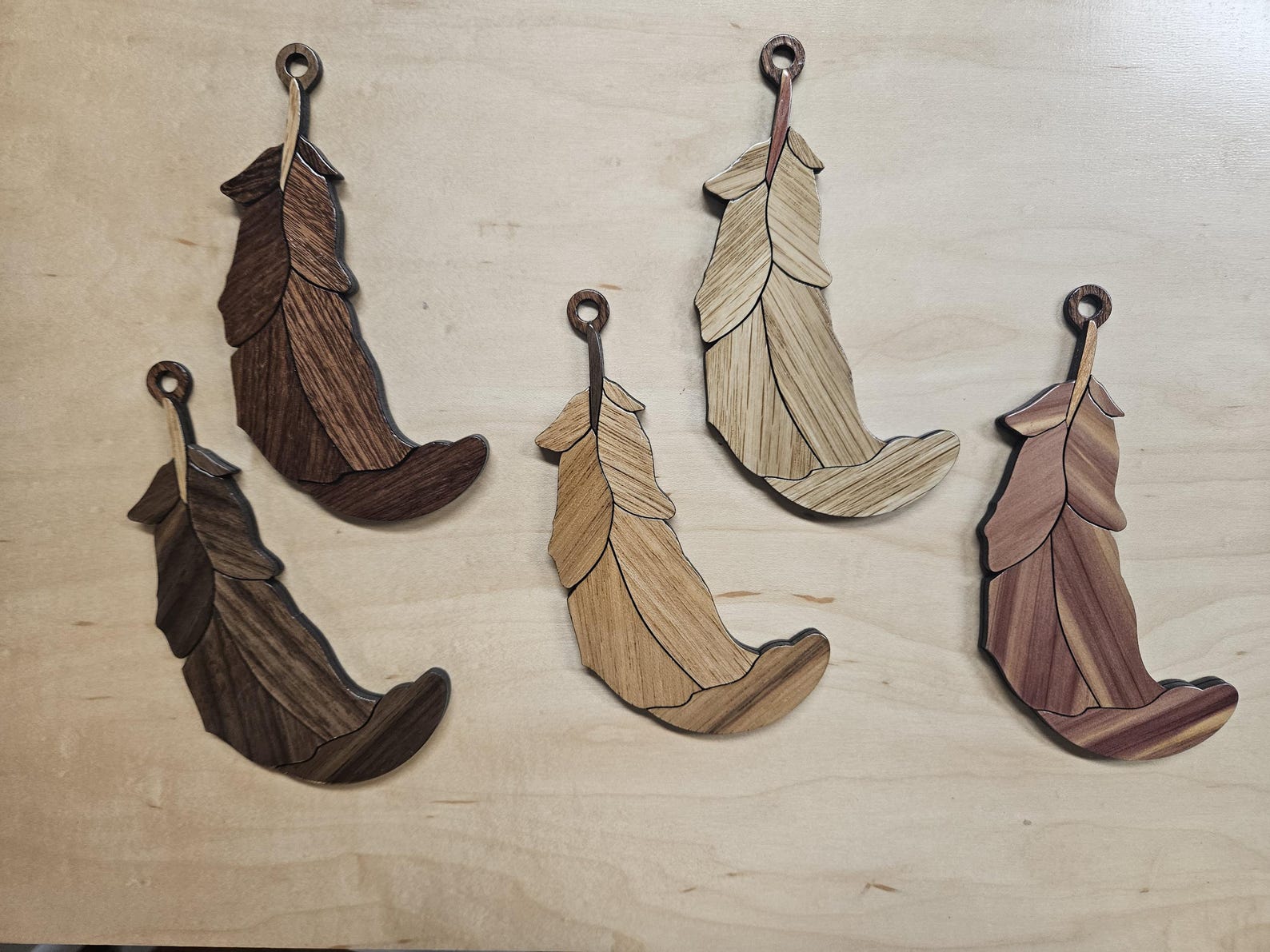 Wood Grain Feather Layered Ornaments - SVG Laser File - Etsy
