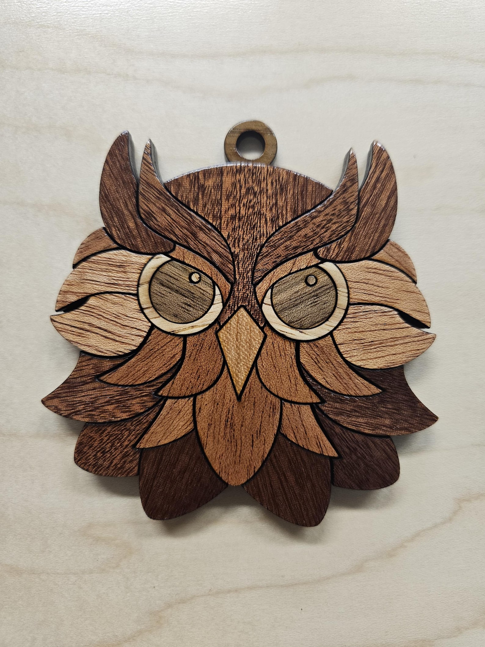 Wood Grain Owl Face Layered Ornament - SVG Laser File - Etsy Canada