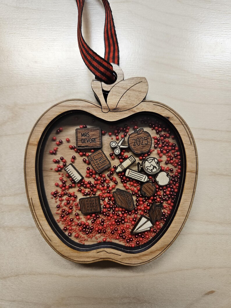 Teacher Gift Apple Shaker Ornament- SVG Laser File - Etsy