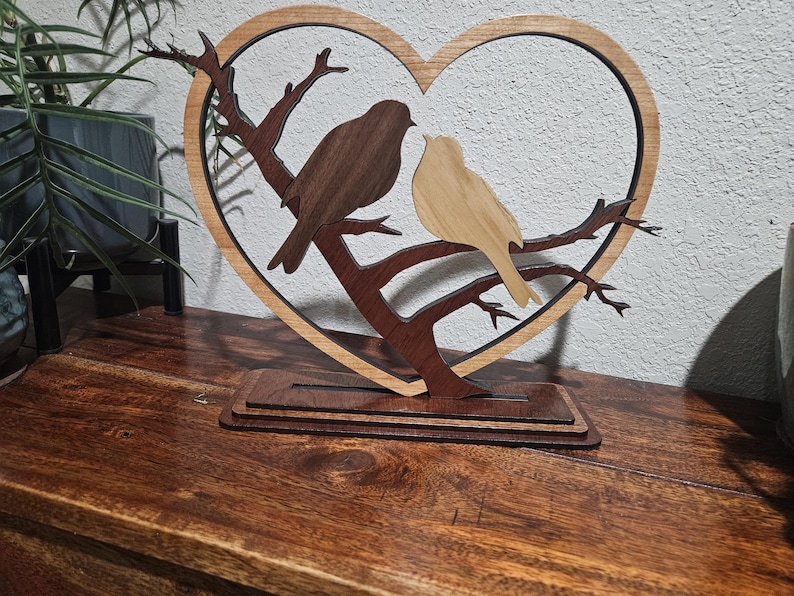 Wood Grain Love Birds Layered Shelf and Wall Art - SVG Laser File - Etsy