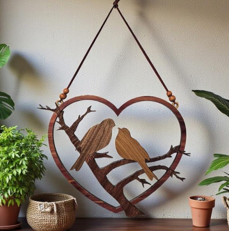 Wood Grain Love Birds Layered Shelf and Wall Art - SVG Laser File - Etsy