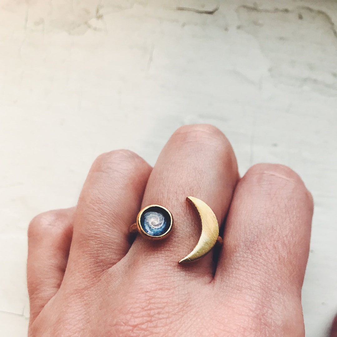 Crescent Moon Galaxy Space Ring - Design Your Own, Choose Your Favorite ...