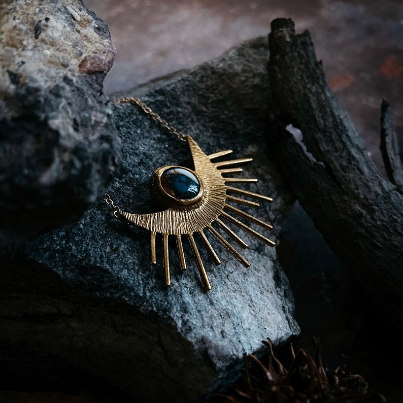 Sun Goddess Necklace Sunburst Pendant With Copper Oyster - Etsy