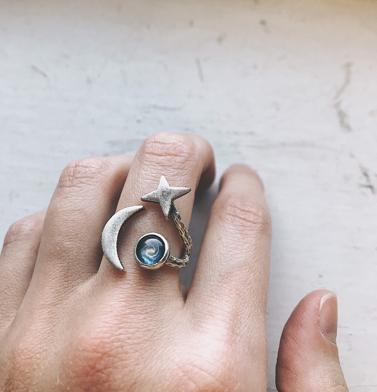 Stars and Moon Orbiting Galaxy Space Ring - Unique Statement Solar ...