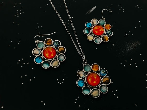 Solar System Jewelry Gift Set Colorful Silver Planetary | Etsy