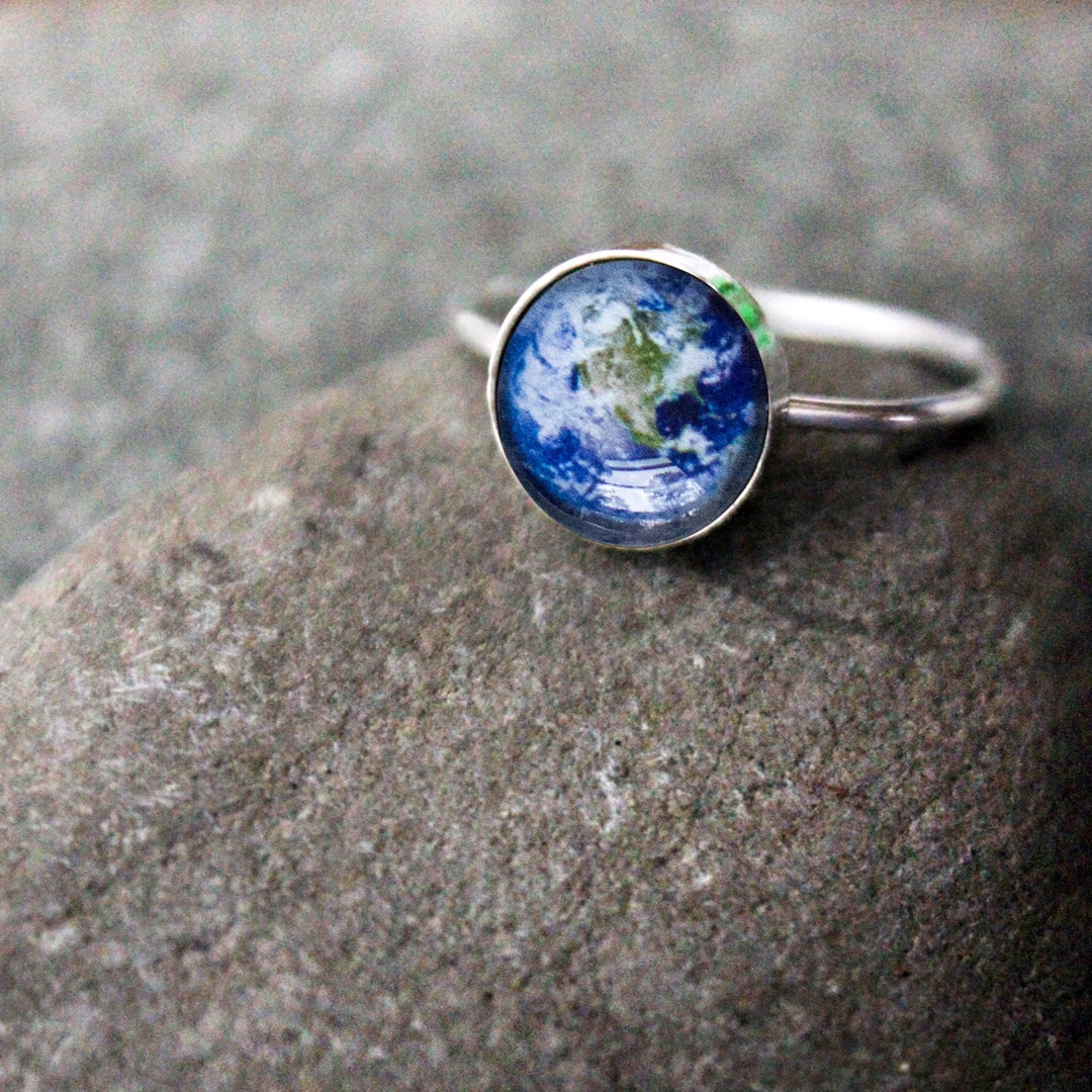 Earth Ring - Galaxy Space Jewelry Custom Sized - Petite Solar System ...