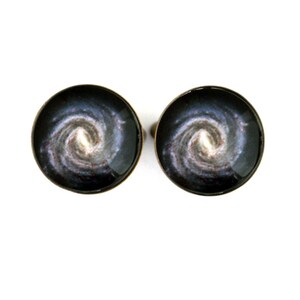 Galaxy Cuff Links - Silver or Bronze - Simple Solar System Planet and ...