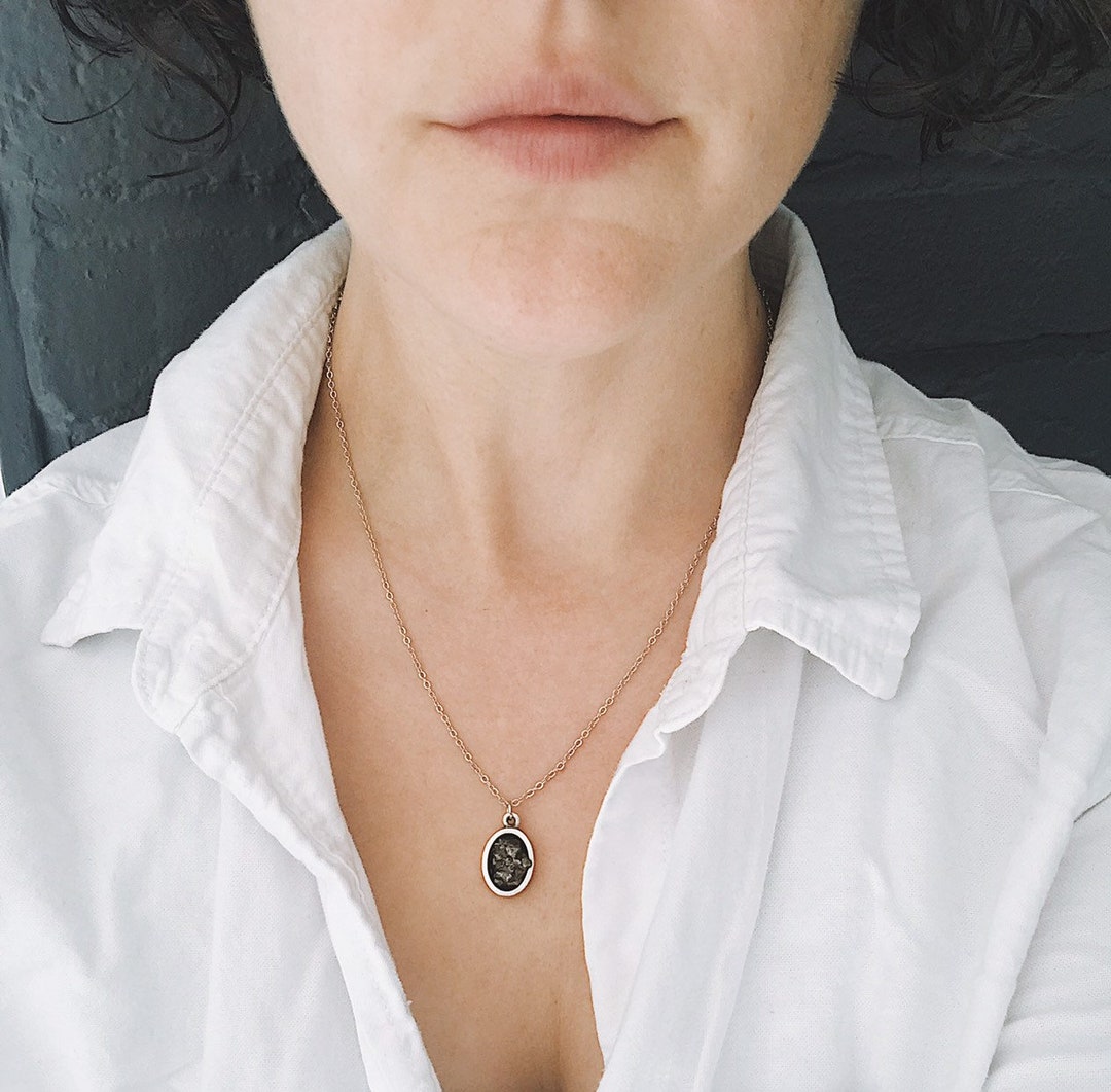 Authentic Meteorite Necklace - Silver Oval Pendant With Raw Genuine ...