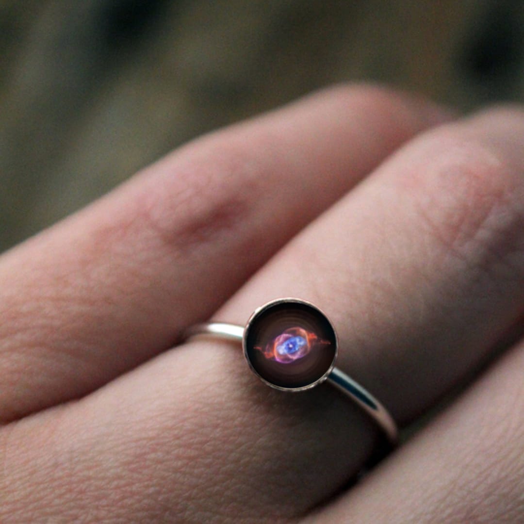 Cat Eye Nebula Sterling Silver Stacking Ring - Galaxy Space Jewelry ...