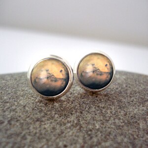 Mars Earrings - Tiny Silver Petite Solar System Planet Studs- Galaxy ...