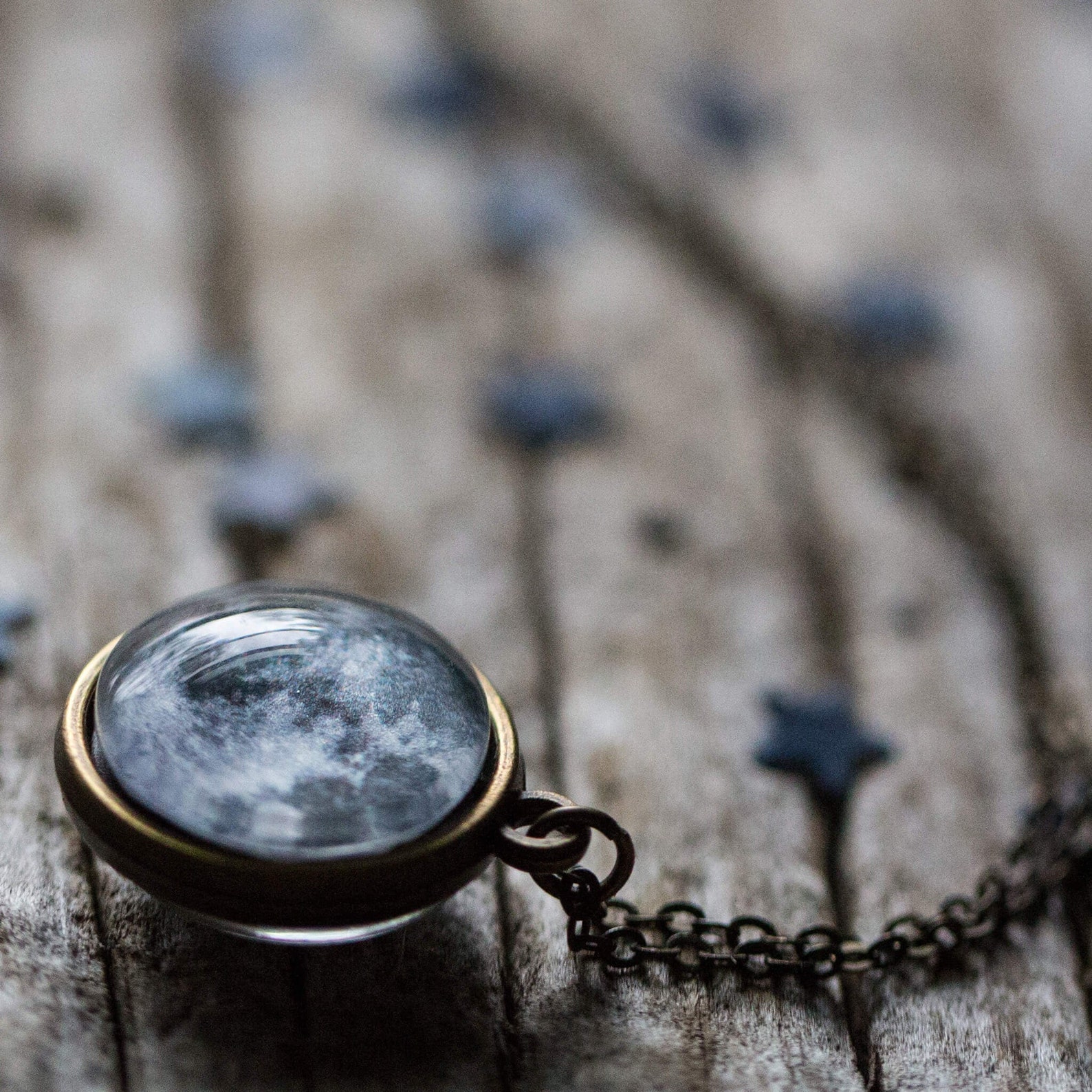 Double Sided Moon Necklace - Near and Far Side of the Moon, Reversible ...