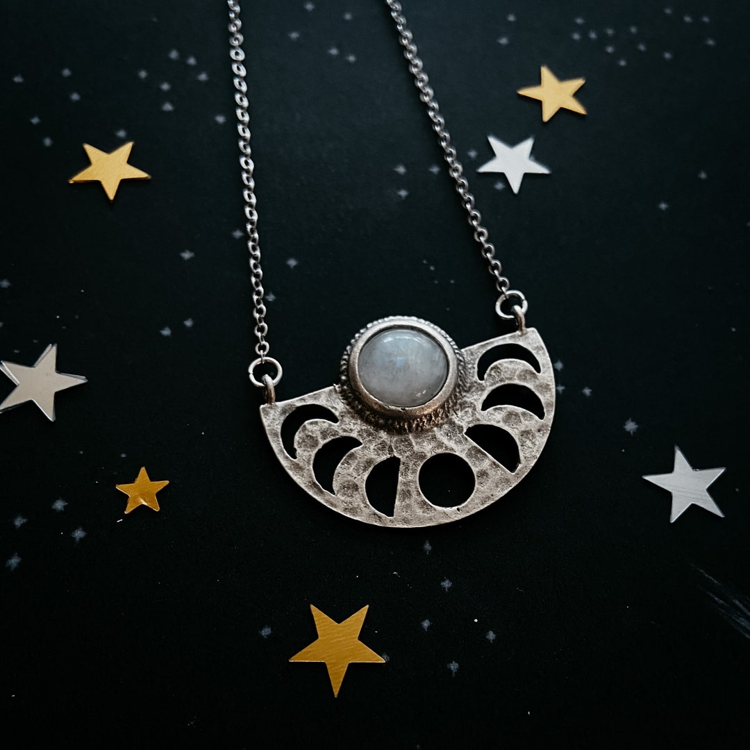 Moon Goddess Necklace - Gold or Silver Moon Phase Pendant Necklace With ...
