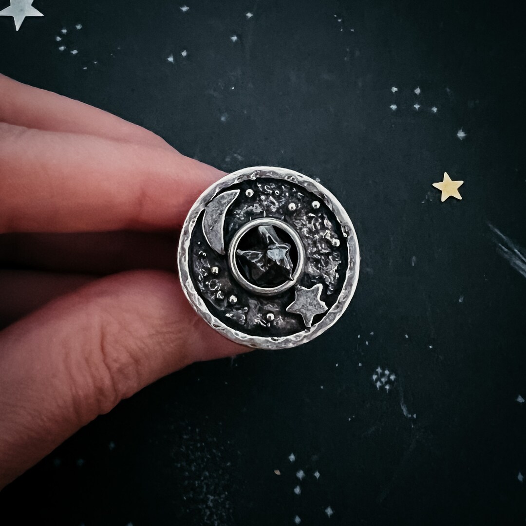Authentic Meteorite Ring - Night Sky Ring With Campo Del Cielo ...