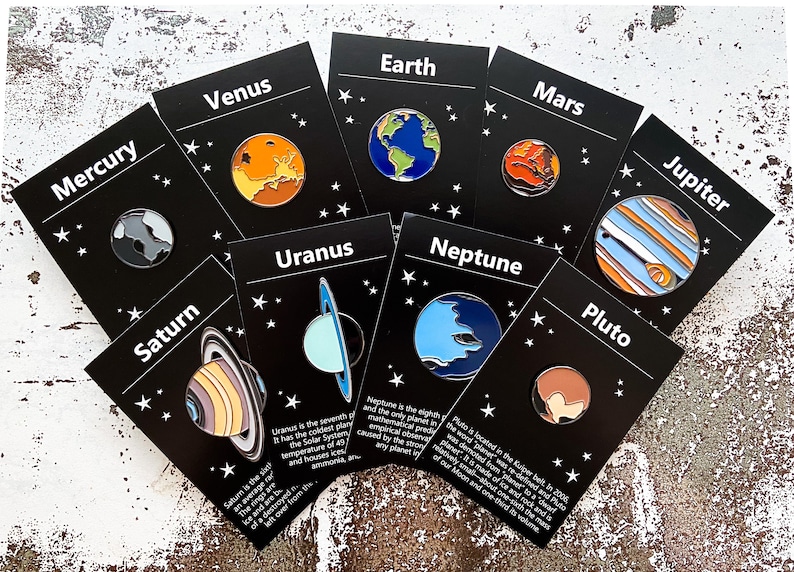 Solar System Planet Enamel Pin Set of 9 - Planetary Pins for Stocking ...