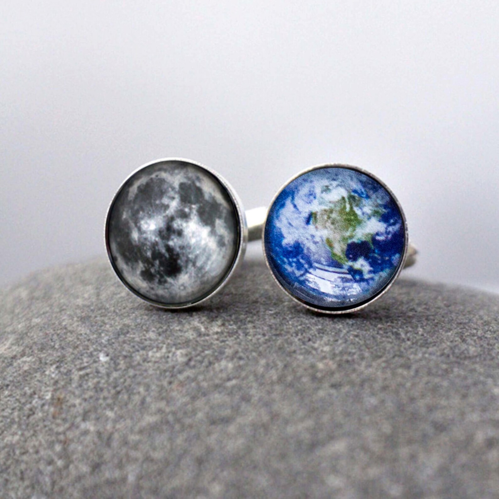 Earth and Moon Cuff Links - Galaxy Accessories - Space Cufflinks ...