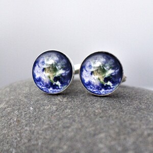 Galaxy Cuff Links - Silver or Bronze - Simple Solar System Planet and ...