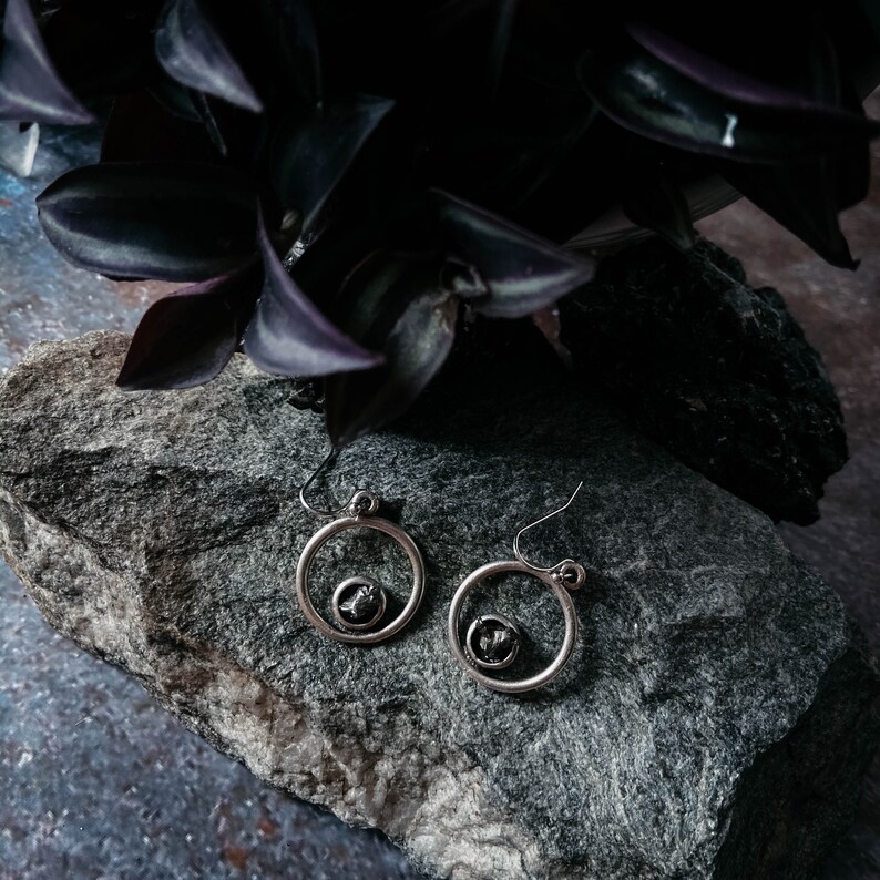 Authentic Meteorite Earrings Circle Shaped Silver Dangle - Etsy