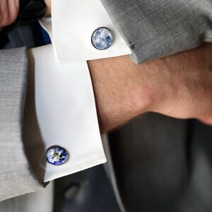 Galaxy Cuff Links - Silver or Bronze - Simple Solar System Planet and ...