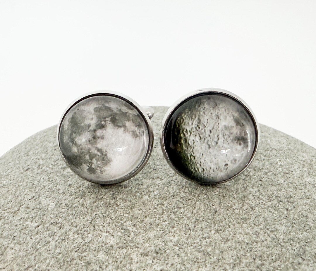 Moon Cuff Links - Dark Far Side of the Moon - Gifts for Men, Space ...