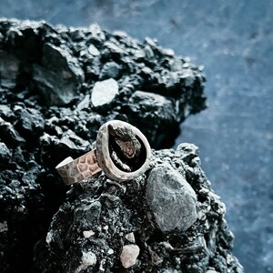 Authentic Raw Meteorite Ring - Silver Chunky Teardrop Adjustable Ring ...