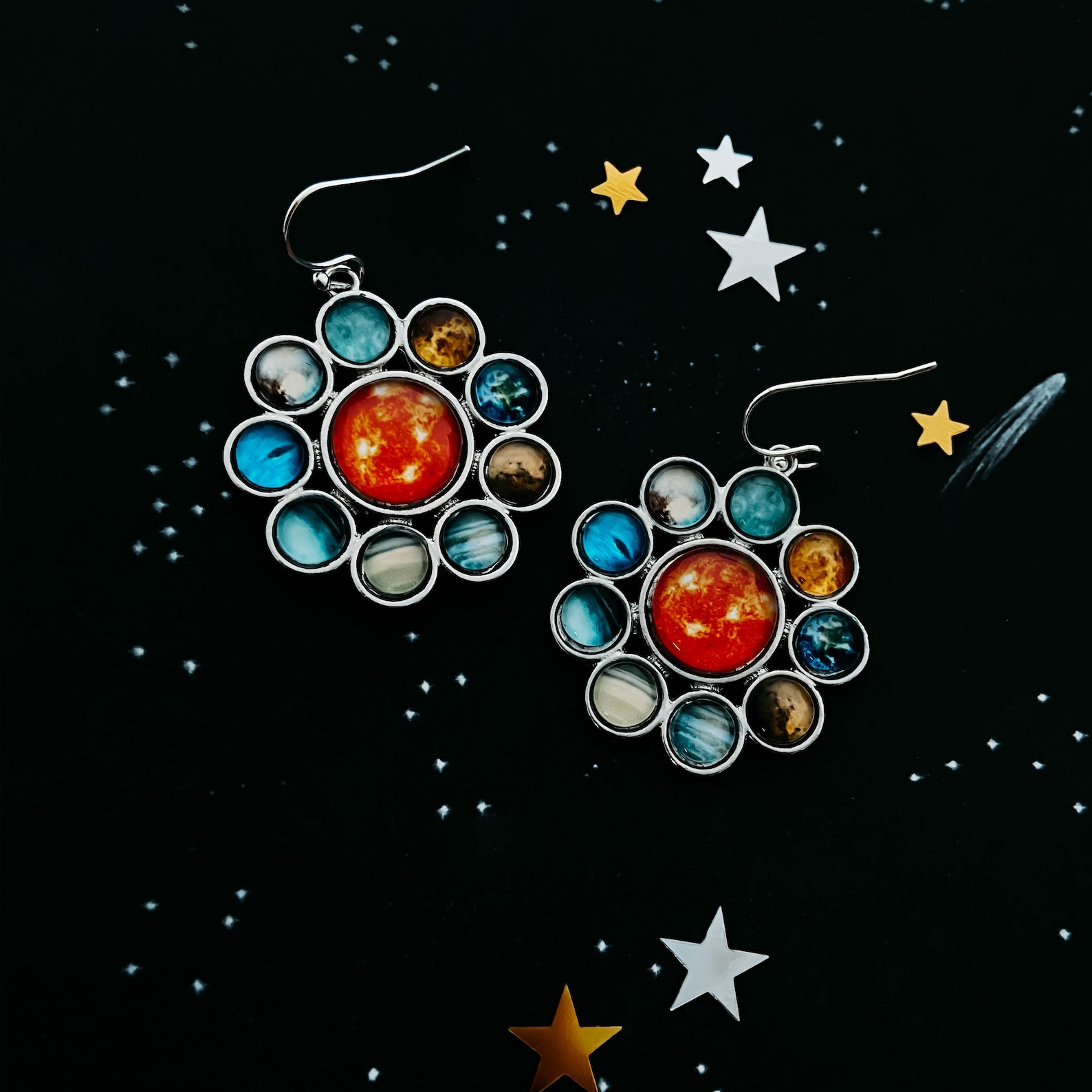 Solar System Jewelry Gift Set Colorful Silver Planetary - Etsy