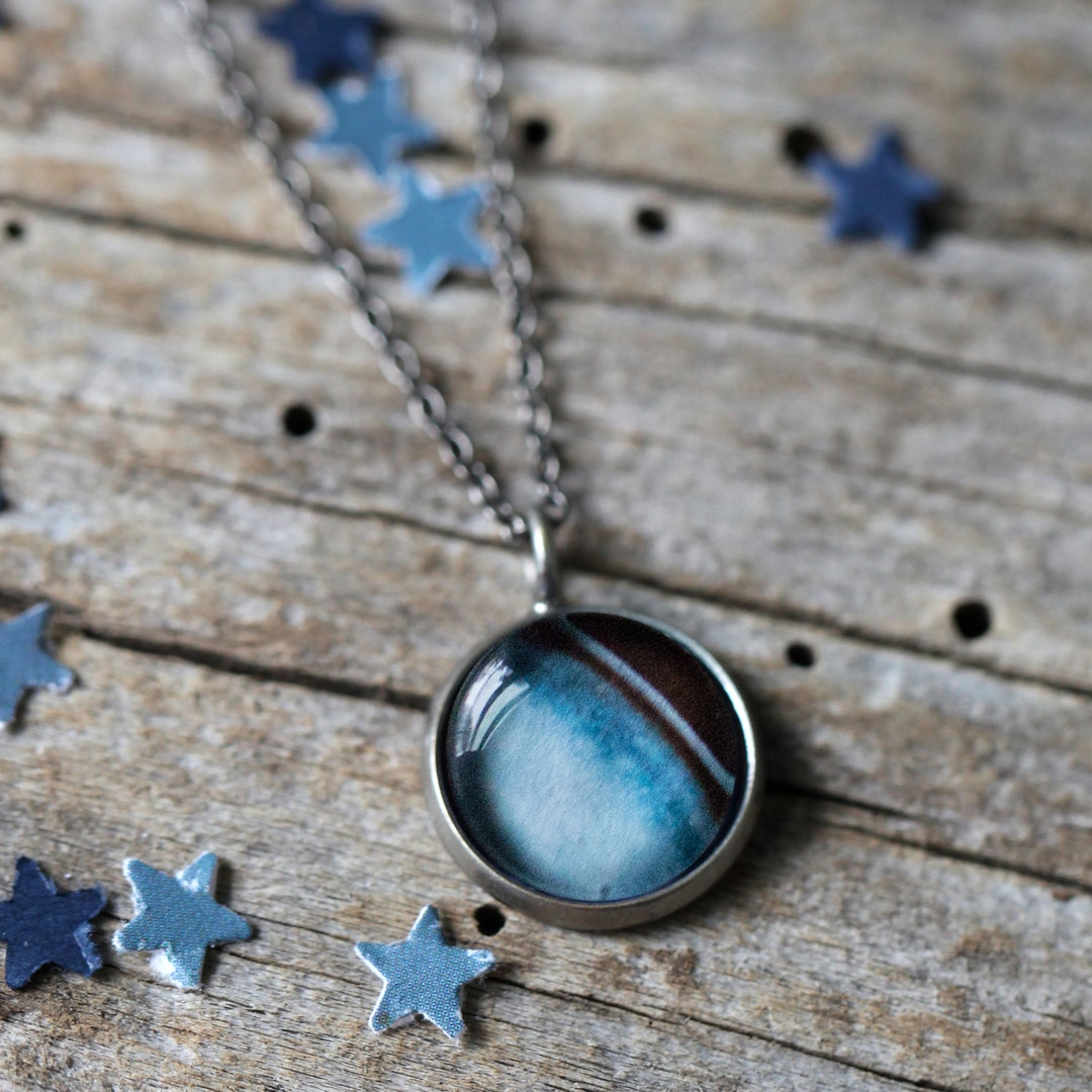 Uranus Planet Pendant - Galaxy Space Necklace - Gunmetal or Bronze ...