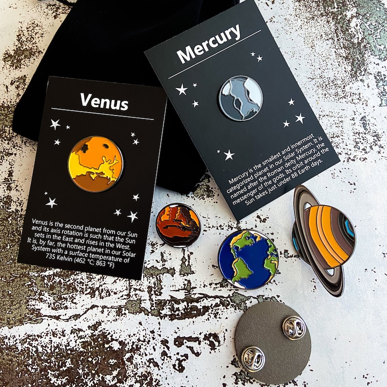 Solar System Planet Enamel Pin Set of 9 Illustrated Lapel - Etsy