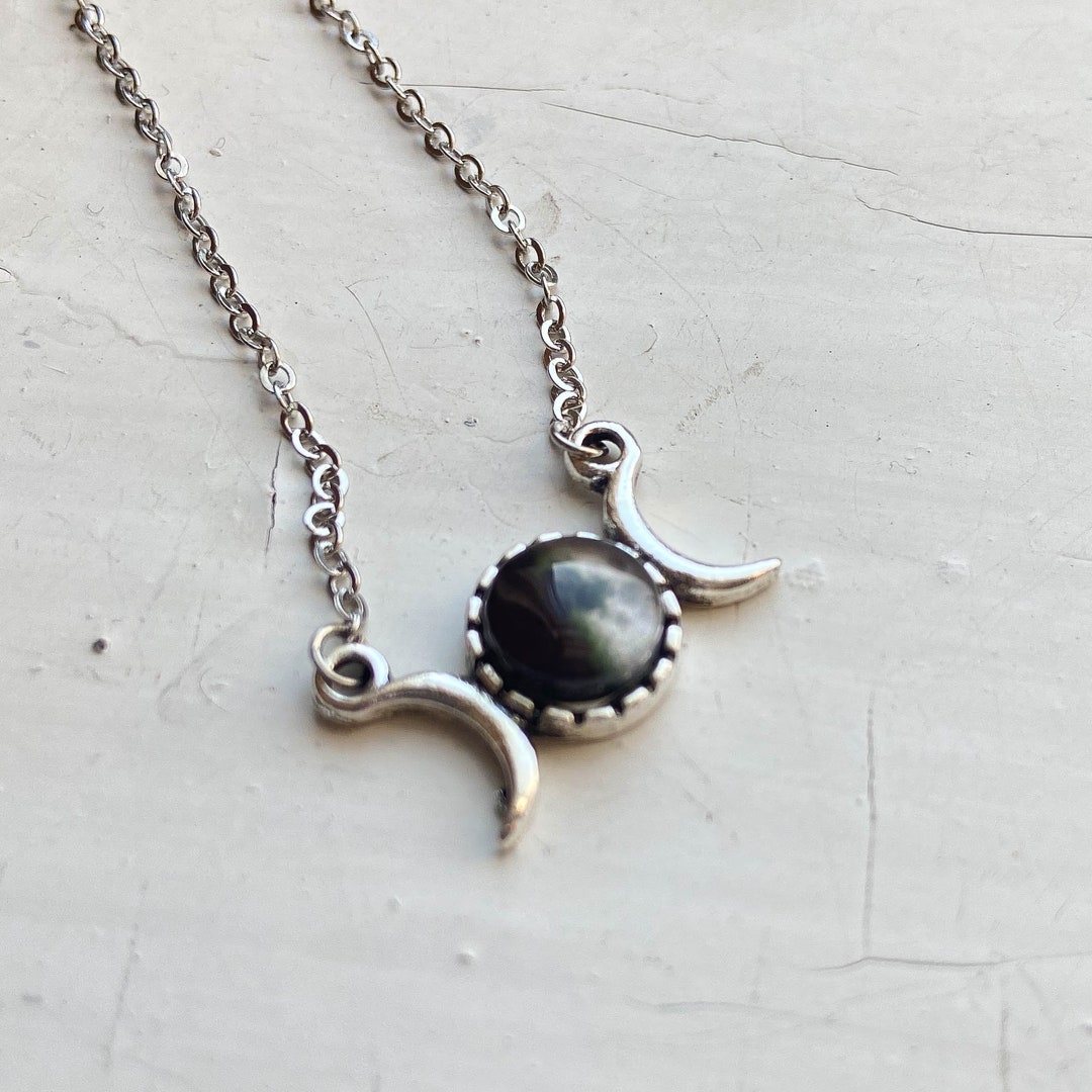 CLEARANCE Custom Moon Phase Necklace With Crescent Moons - Small Petite ...