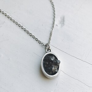 Authentic Meteorite Necklace - Silver Oval Pendant With Raw Genuine ...
