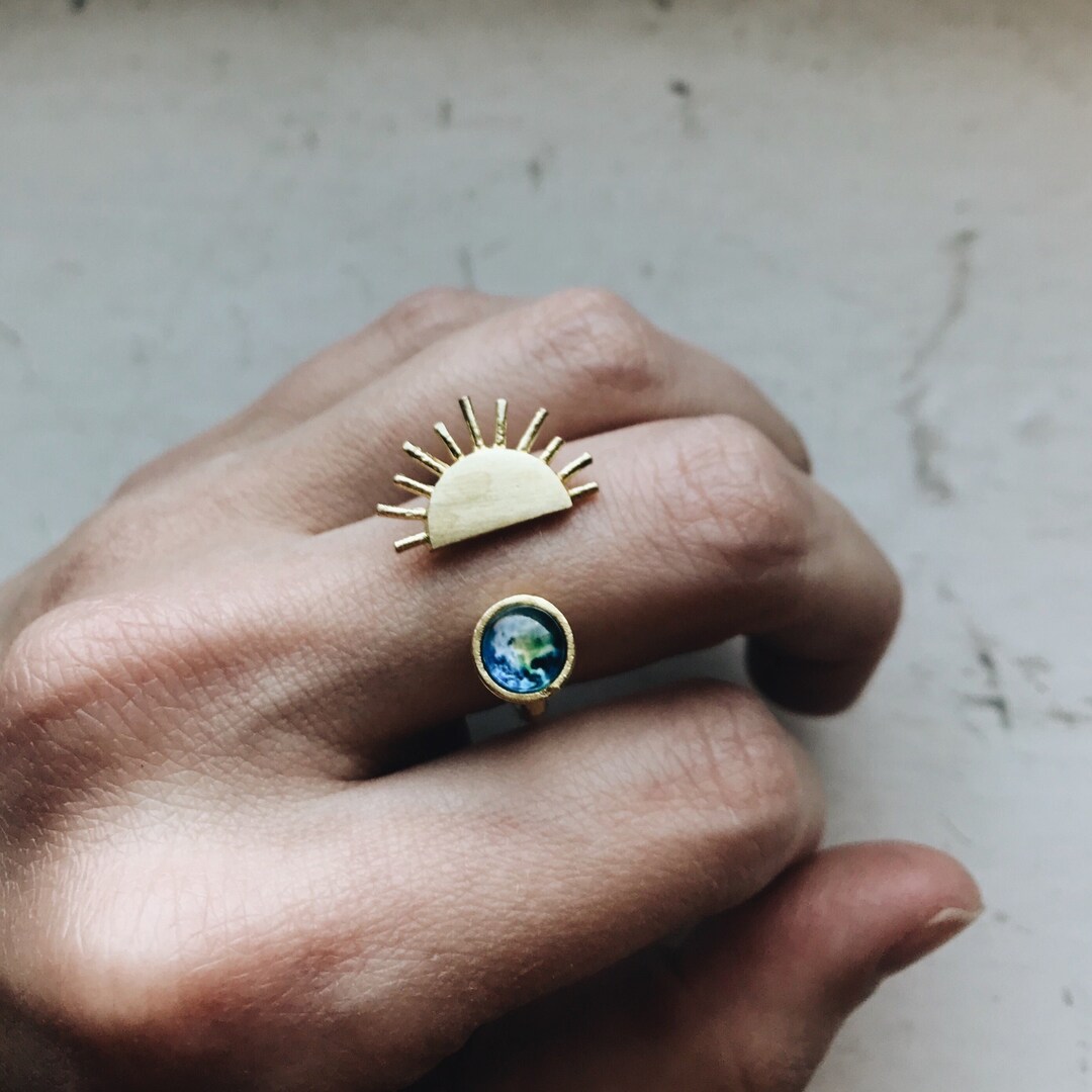 Sunrise Ring - Sun Rising Over Planet Earth Sculptural Statement Ring ...
