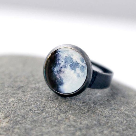 My Moon Simple Ring Adjustable Ring With Custom Lunar Phase | Etsy