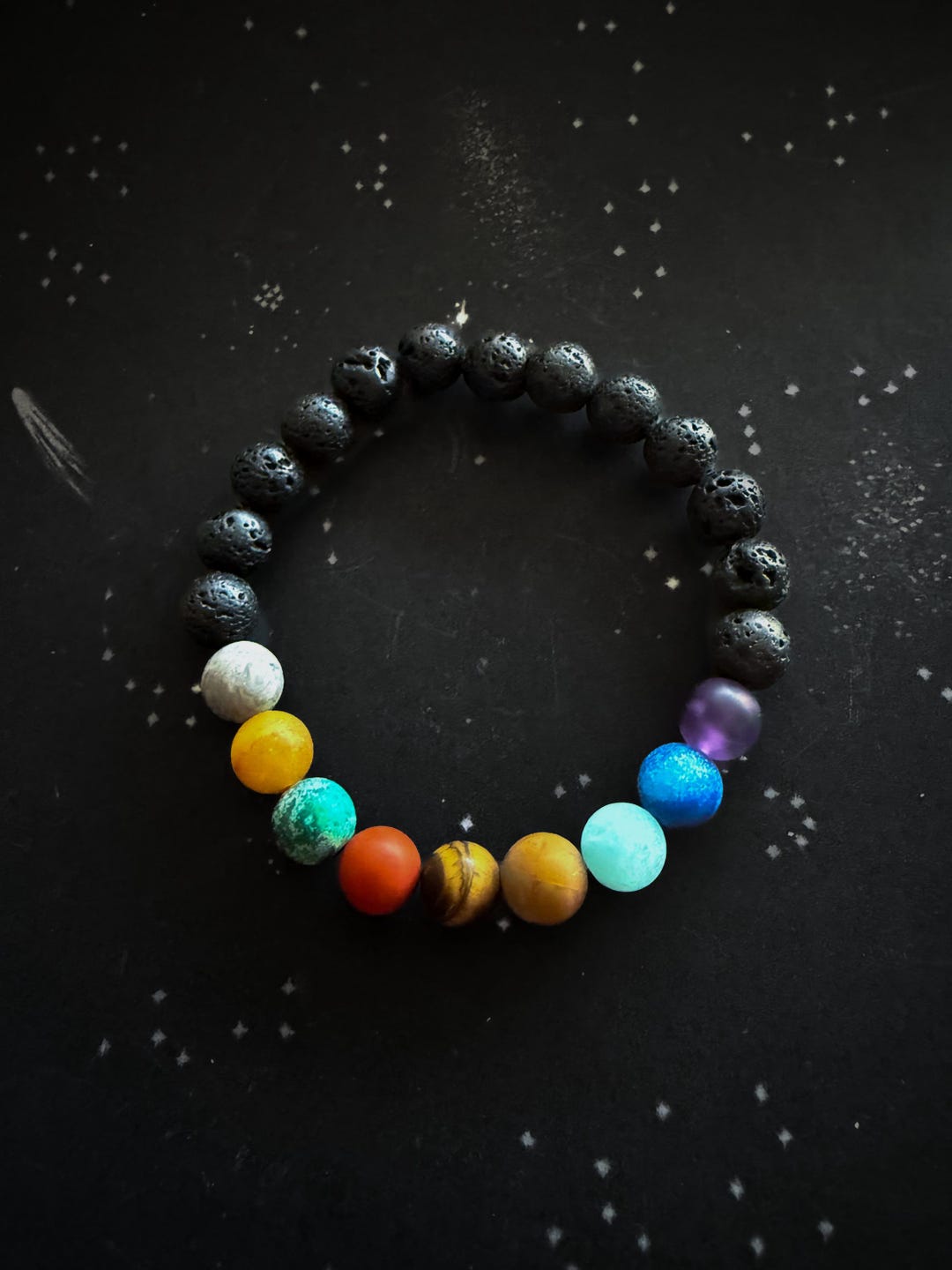 Solar System Bead Bracelet - Natural Lava Bead Bracelet - Essential Oil ...