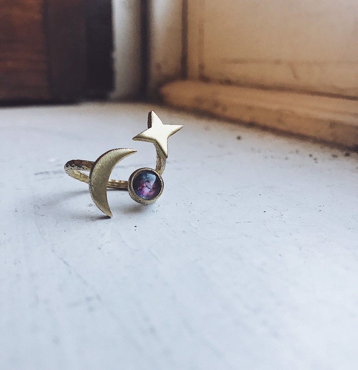 Stars and Moon Orbiting Galaxy Space Ring Unique Statement - Etsy