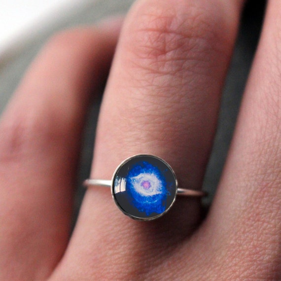Helix Nebula Sterling Silver Stacking Ring Galaxy Space | Etsy