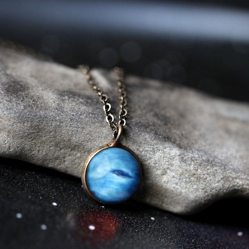 Neptune Planet Pendant - Galaxy Space Necklace - Gunmetal or Bronze ...