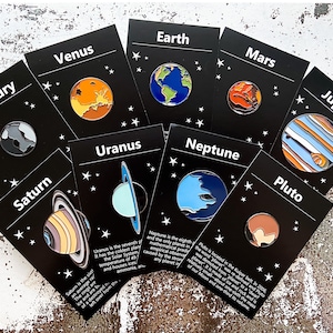 Earth Enamel Pin - Solar System Lapel Pins, Planetary Unisex Gift ...