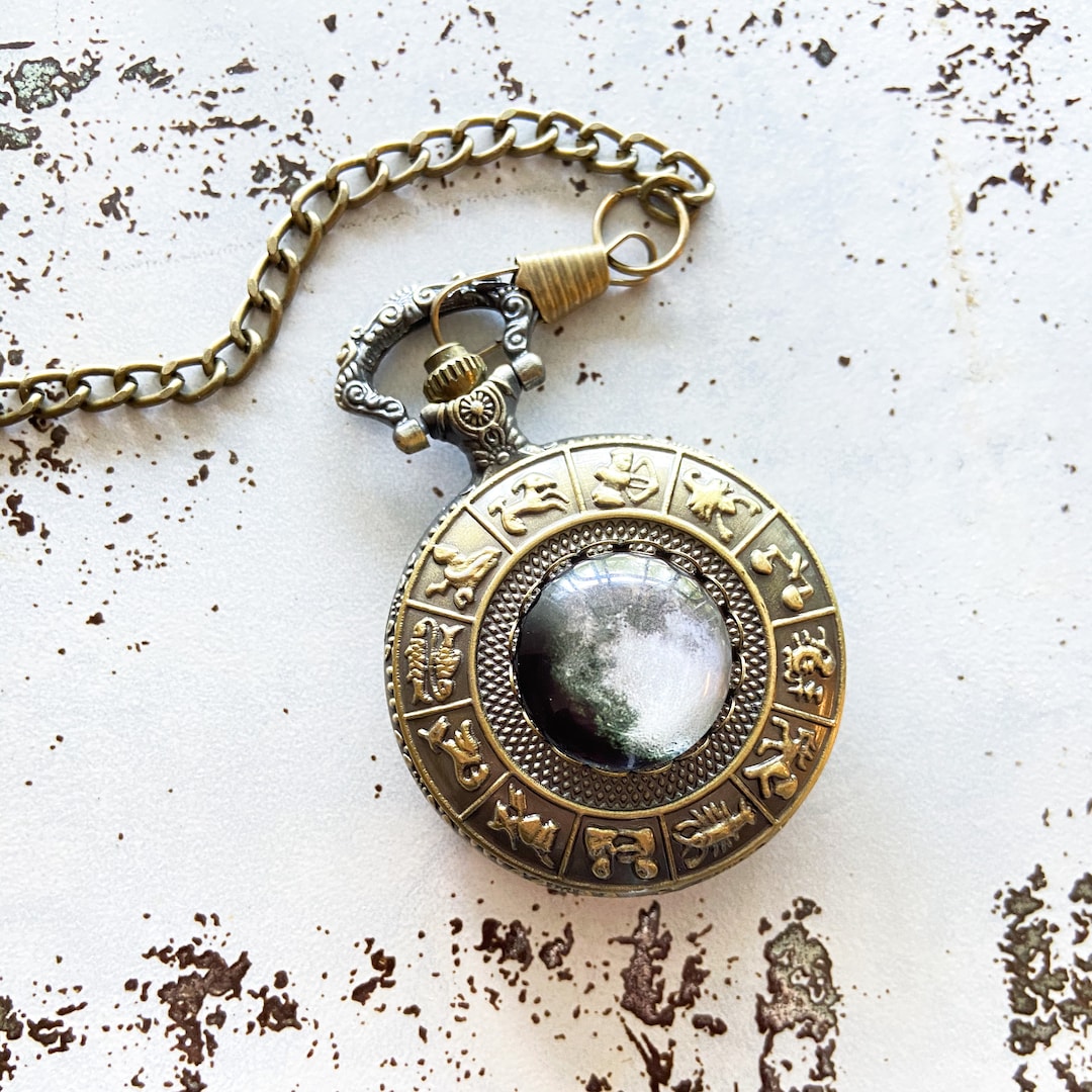 Custom Moon Phase Pocket Watch - Anniversary or Birthday Gift - How the ...