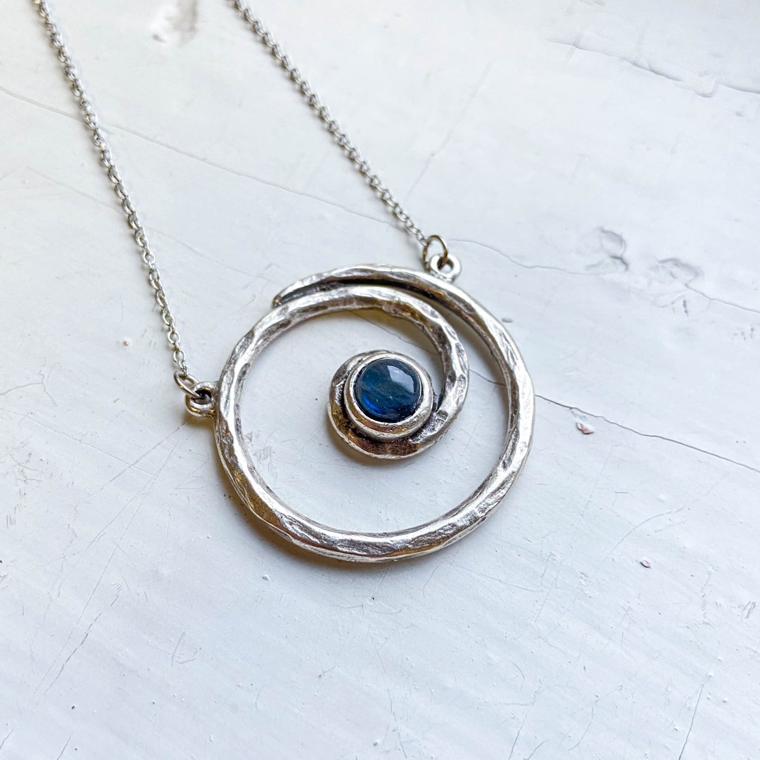 Milky Way Necklace - Spiral Silver Pendant With Labradorite - Round ...