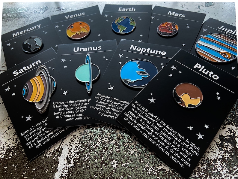 Solar System Planet Enamel Pin Set of 9 - Planetary Pins for Stocking ...