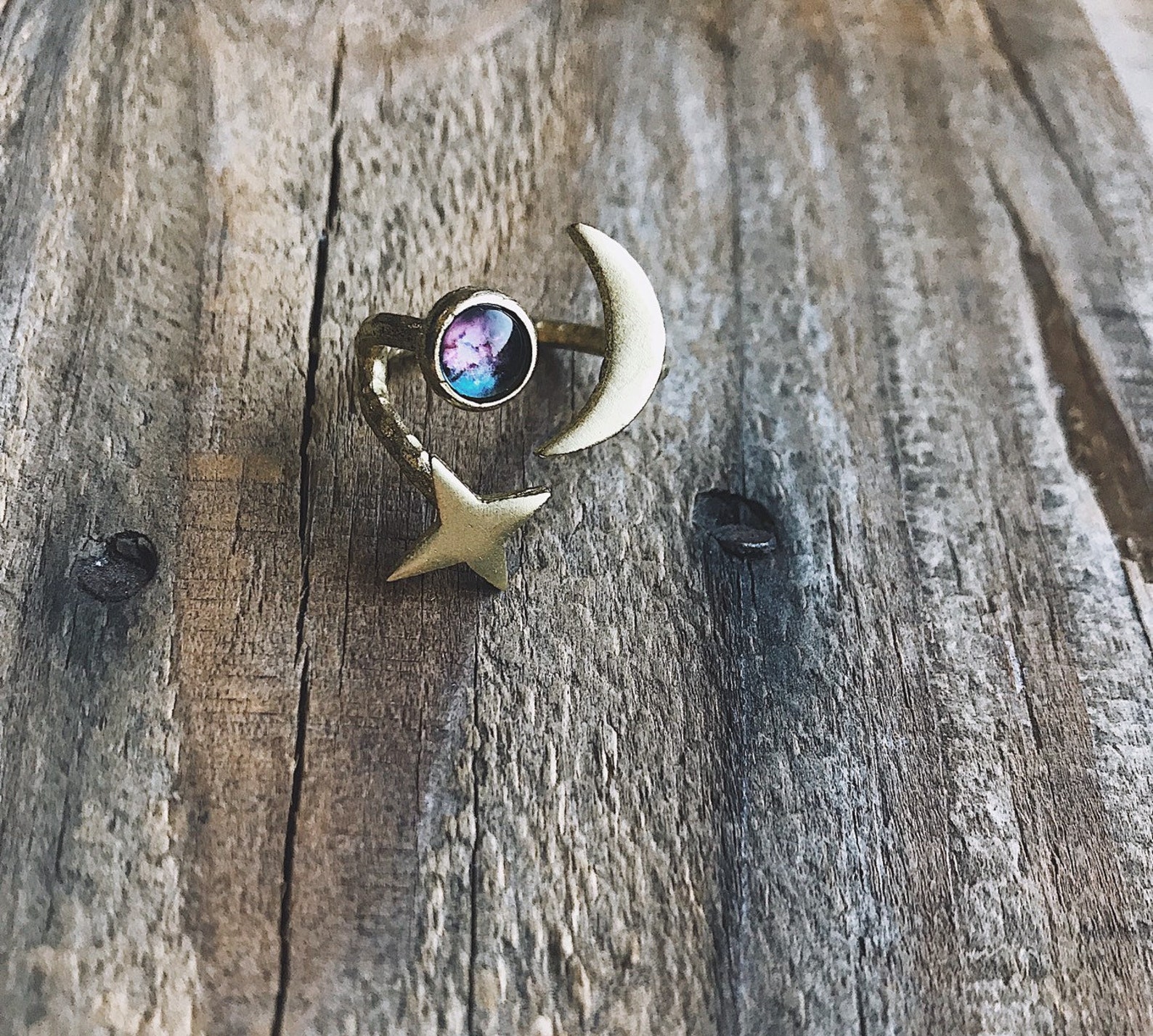 Stars and Moon Orbiting Galaxy Space Ring Unique Statement | Etsy