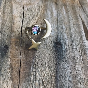 Stars and Moon Orbiting Galaxy Space Ring - Unique Statement Solar ...