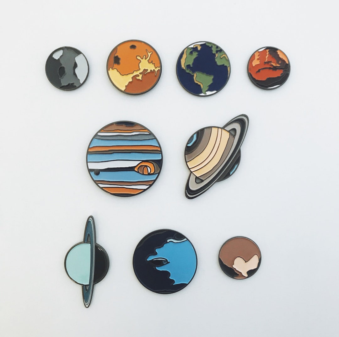 Solar System Planet Enamel Pin Set of 9 - Planetary Pins for Stocking ...