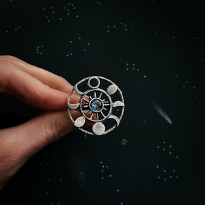 Large Moon Phase Statement Cocktail Ring - Gold or Silver Ring With ...