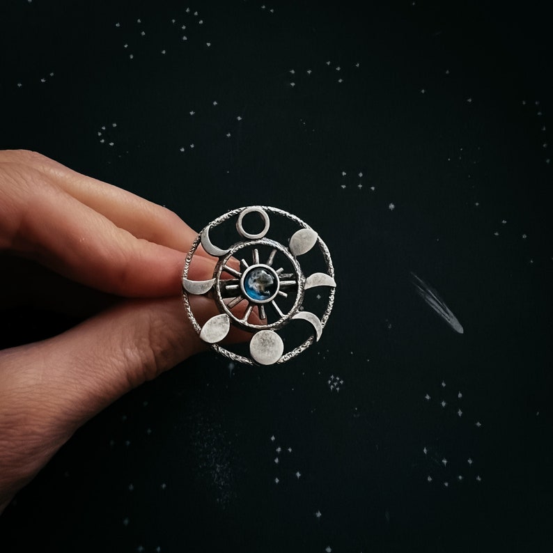 Large Moon Phase Statement Cocktail Ring Gold or Silver Ring - Etsy