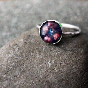 Cat Paw Bear Paw Nebula Sterling Silver Stacking Ring Galaxy Space ...