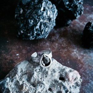 Authentic Raw Meteorite Ring Silver Chunky Teardrop - Etsy