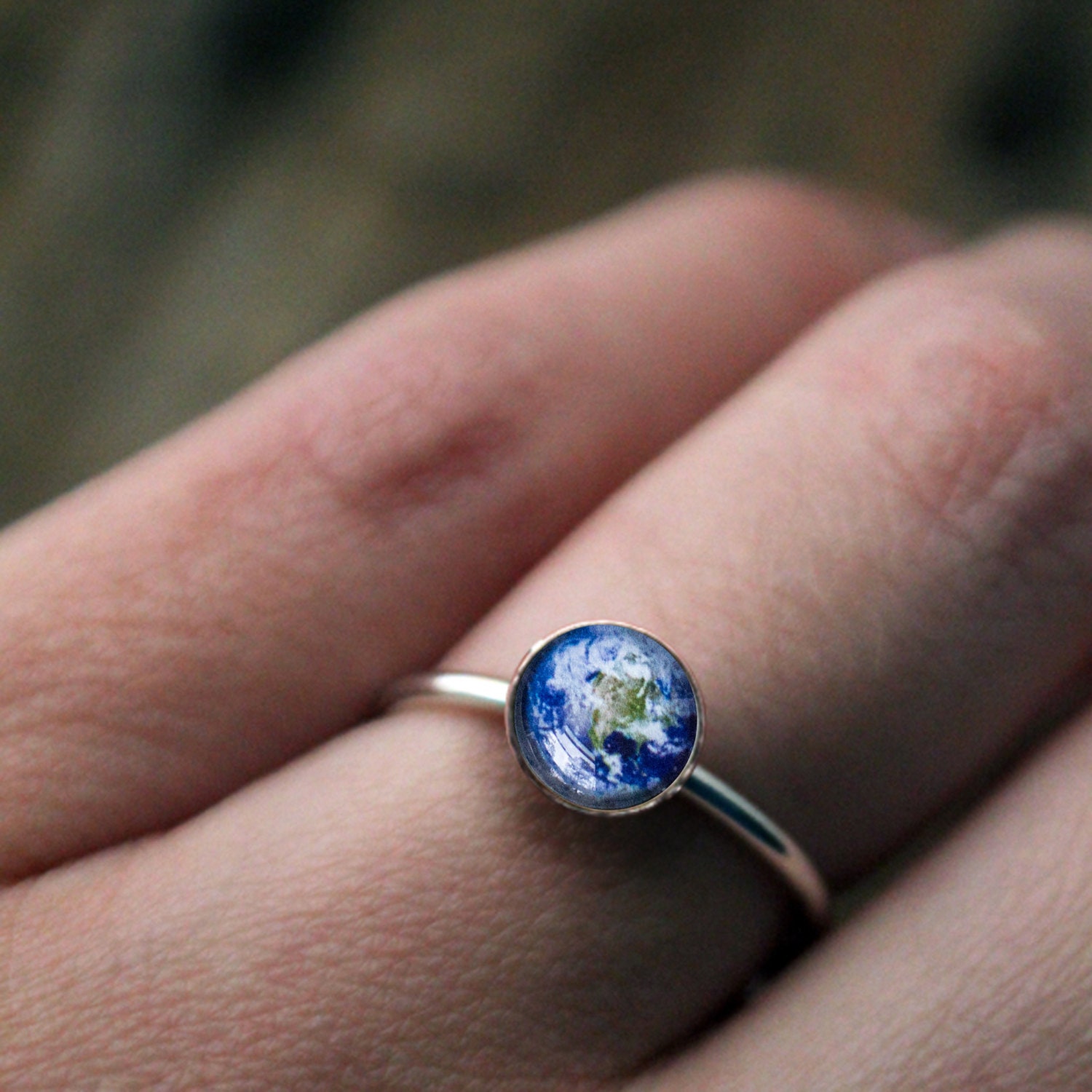 Earth Ring Galaxy Space Jewelry Custom Sized Petite Solar - Etsy