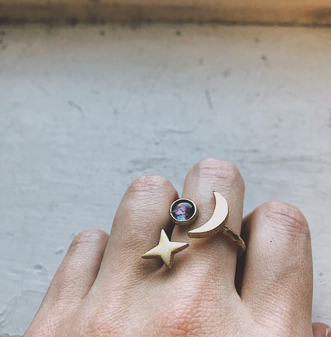 Stars and Moon Orbiting Galaxy Space Ring - Unique Statement Solar ...