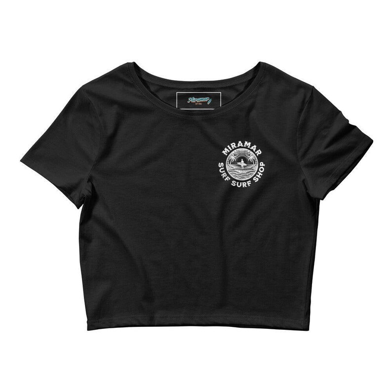Miramar Surf Shop and PALM TREE Beachy Vacation Graphic CROP Top Shirt ...