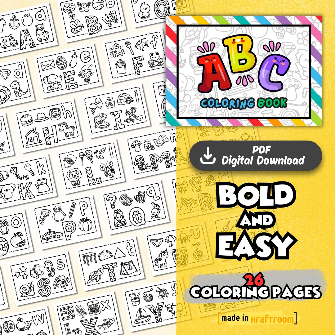 Alphabet Coloring Book - Bold and Easy ABC Coloring Pages - Etsy